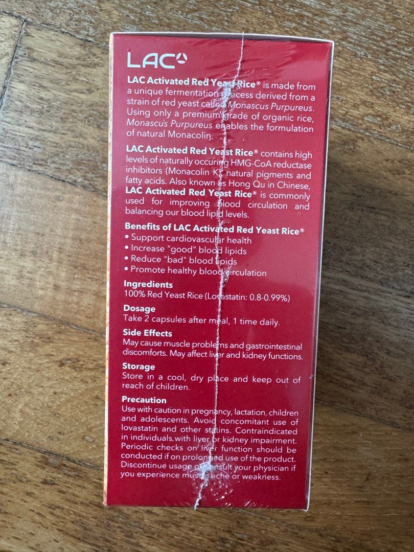 LAC Red Yeast Rice (Activated), Health & Nutrition, Health Supplements ...