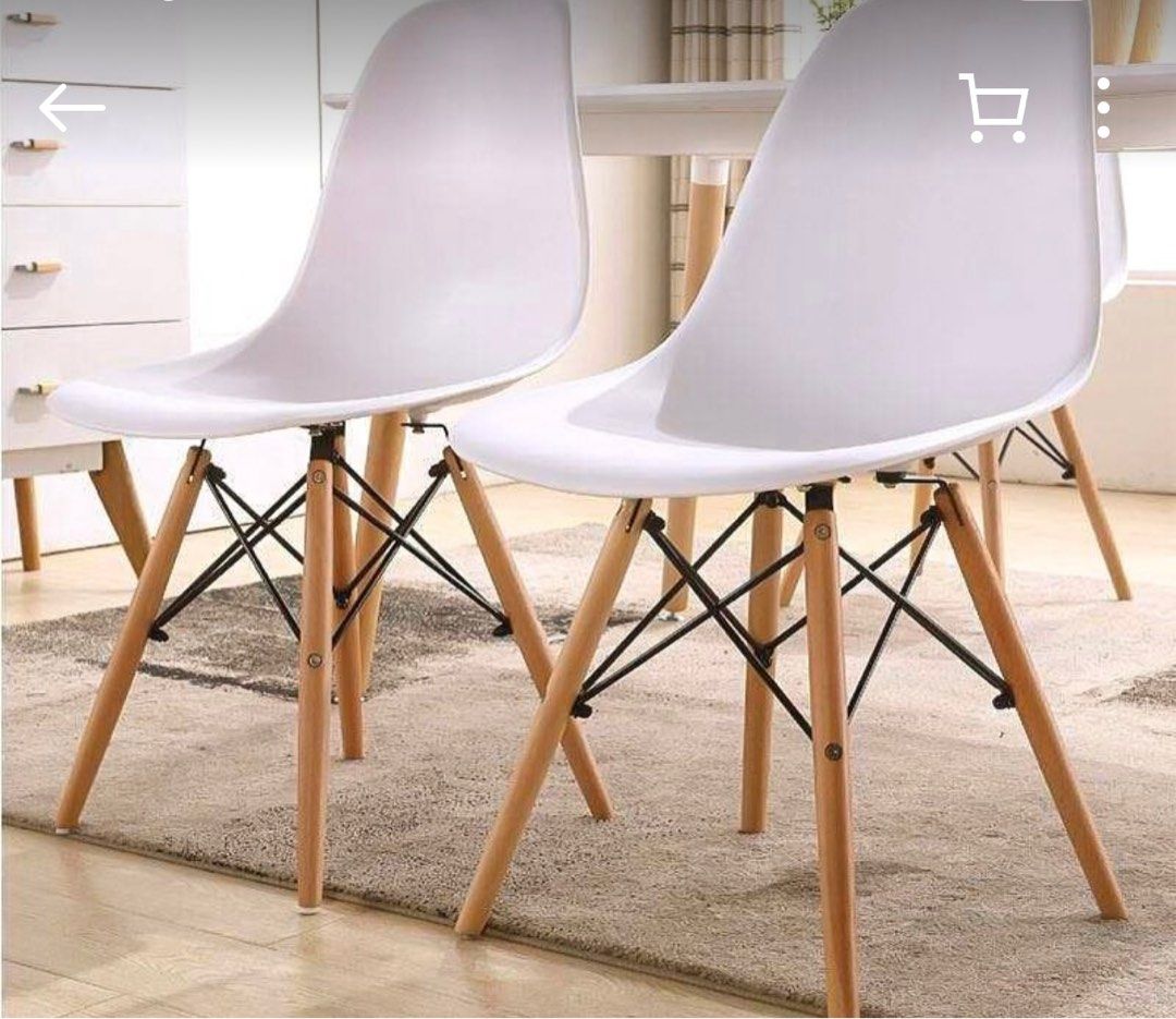Eames Replica Chairs Modern and minimalist white and wood (set of 4 ...
