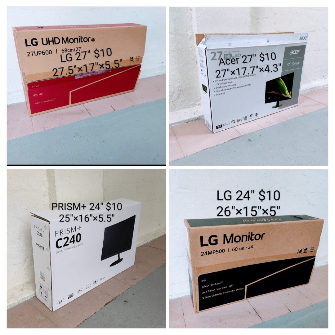 Monitor boxes with styrofoam, Furniture & Home Living, Home Improvement ...