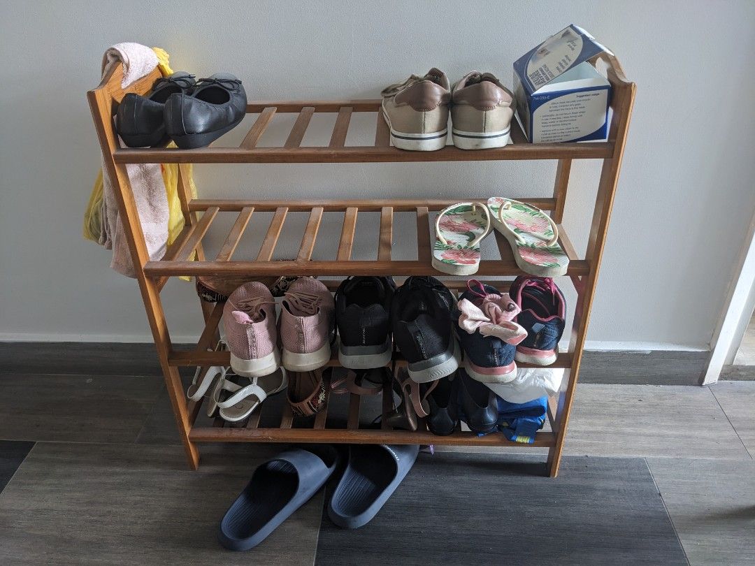 Moving out sale - wooden shoe rack, 3 tier , Furniture & Home Living ...
