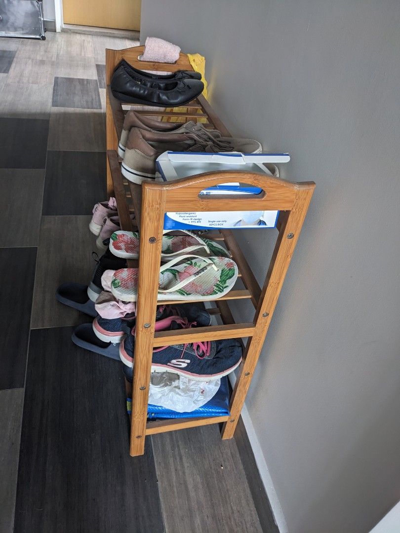 Moving out sale - wooden shoe rack, 3 tier , Furniture & Home Living ...