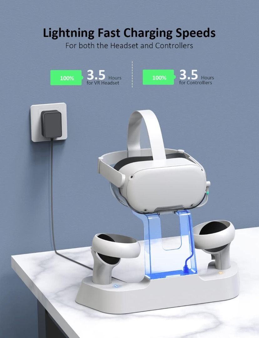 NexiGo Enhanced Charging Dock with LED Light [On/Off] for Oculus Quest ...