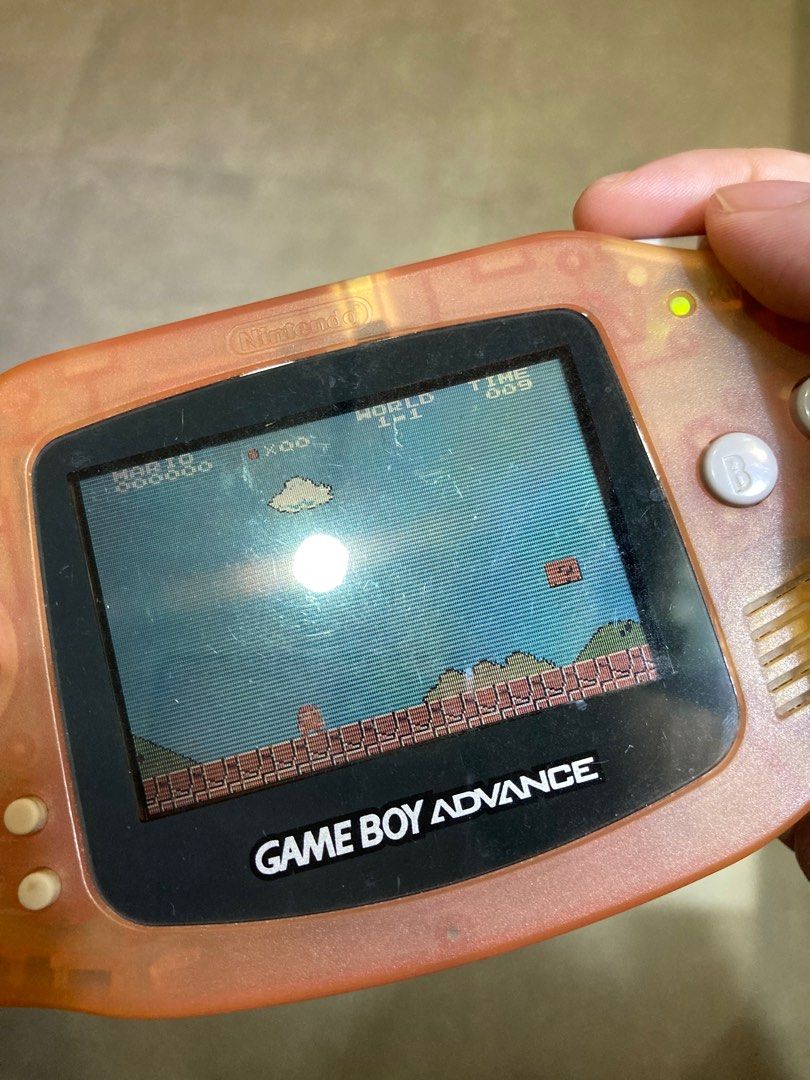 Nintendo Game Boy Advance GBA console (translucent pink) with 1 Mario ...