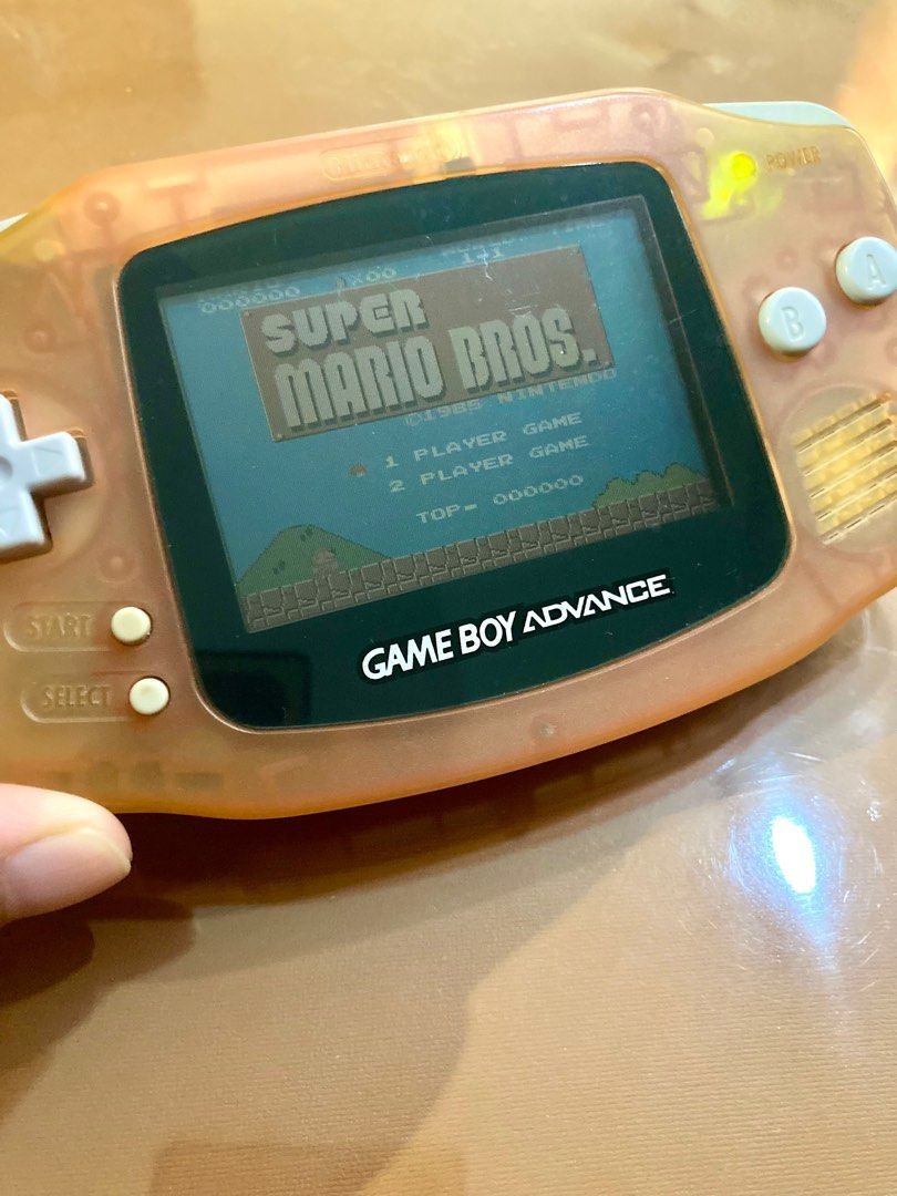 Nintendo Game Boy Advance GBA console (translucent pink) with 1 Mario ...