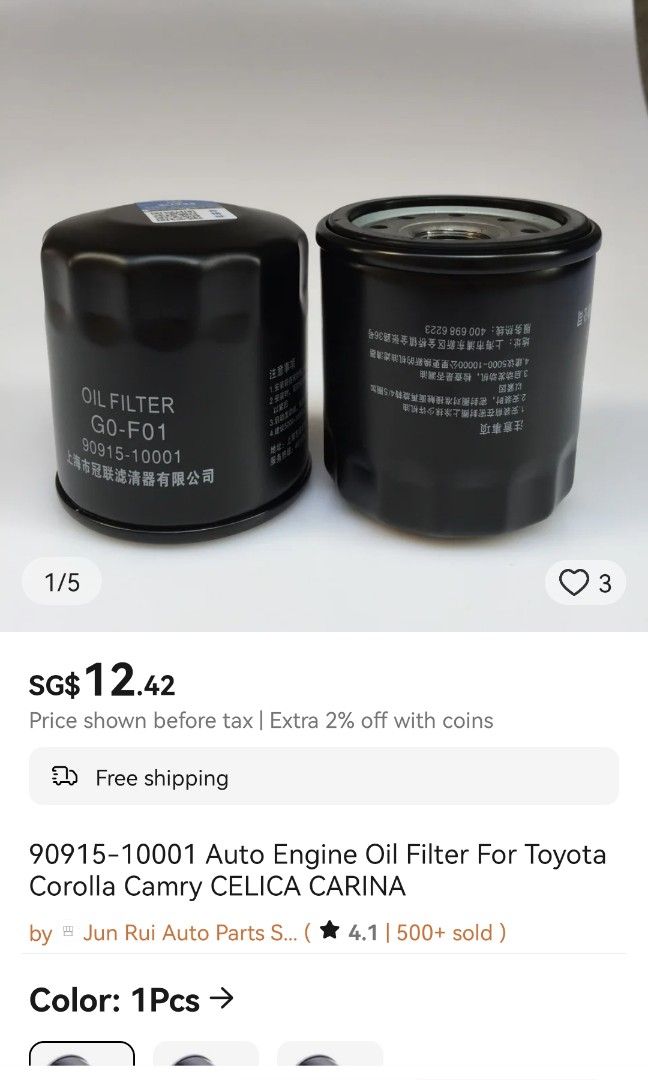 Oil Filter 90915-10001 for Toyota Vios Corolla Prius Camry Yaris Yat ...