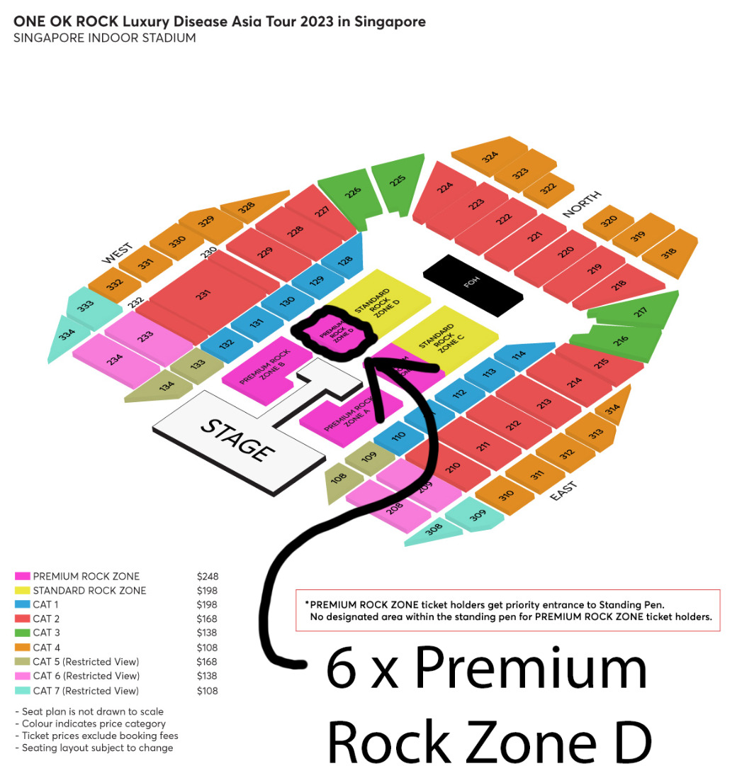 ONE OK ROCK Luxury Disease Asia Tour 2023 in Singapore WTS 6 X VIP ...