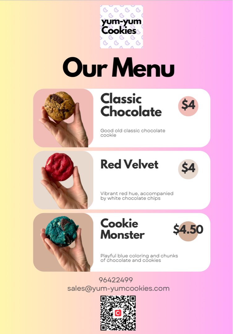 Cookie Menu, Food & Drinks, Homemade Bakes on Carousell