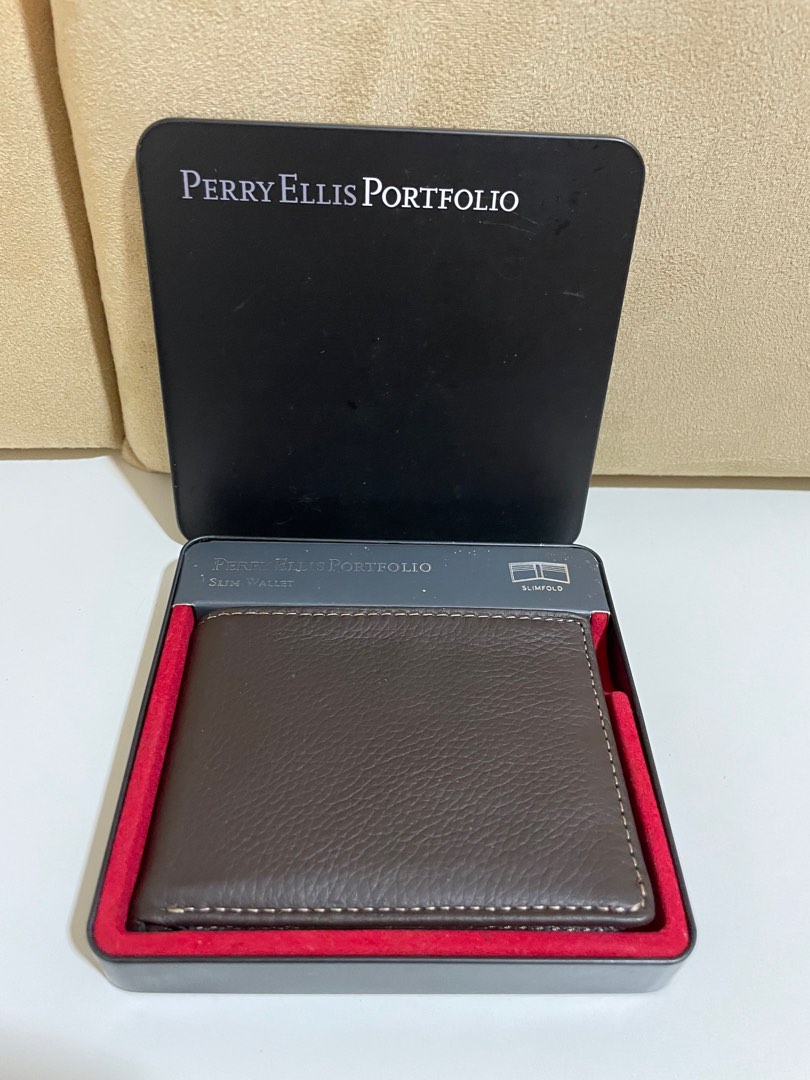 Perry Ellis Portfolio Slim Leather Wallet (Slimfold Genuine Leather ...