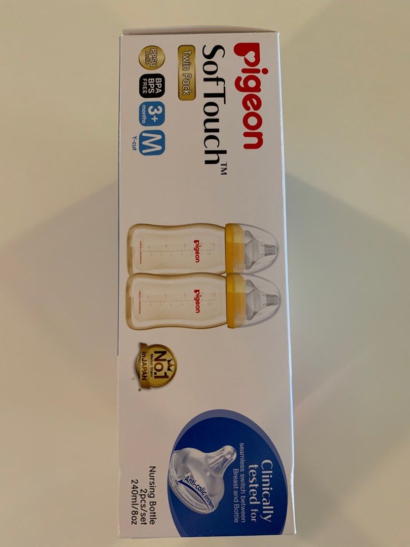 Pigeon SofTouch PPSU Milk Bottles 240ml twin pack, Babies & Kids, Nursing & Feeding ...