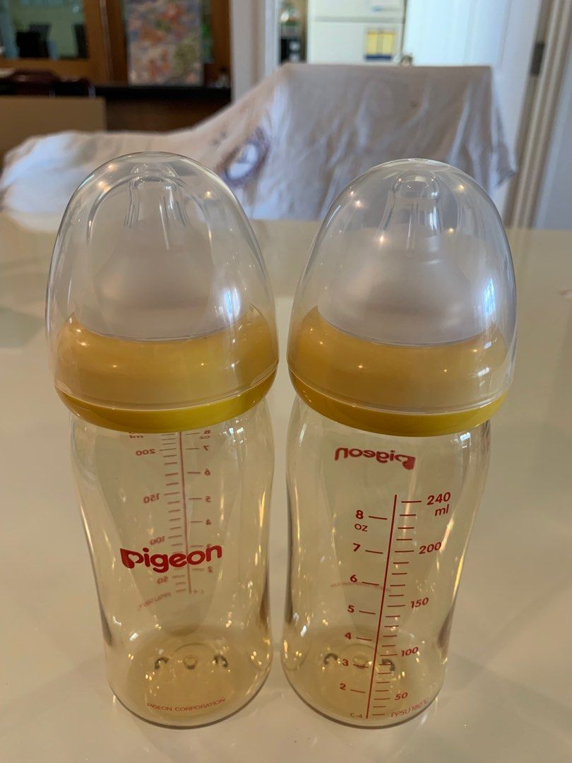 Pigeon SofTouch PPSU Milk Bottles 240ml twin pack, Babies & Kids, Nursing & Feeding ...