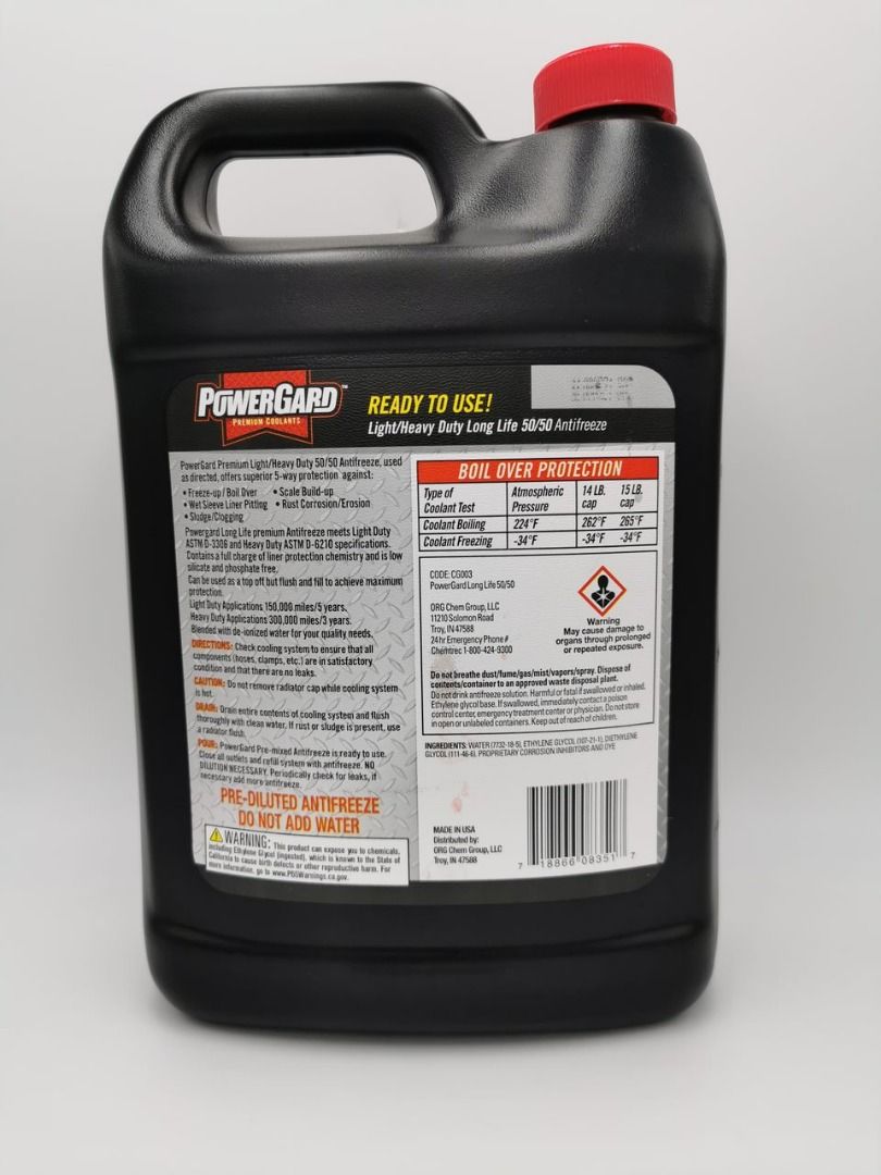 PowerGard Premium Long Life 50/50 Coolant, Car Accessories, Accessories ...