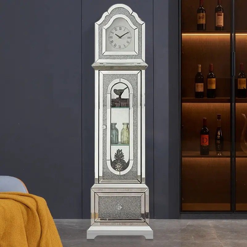 [PREORDER] Modern Crushed Diamond Mirrored Grandfather Floor Standing ...