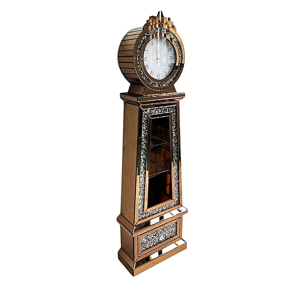 [PREORDER] Modern Crushed Diamond Mirrored Grandfather Floor Standing ...