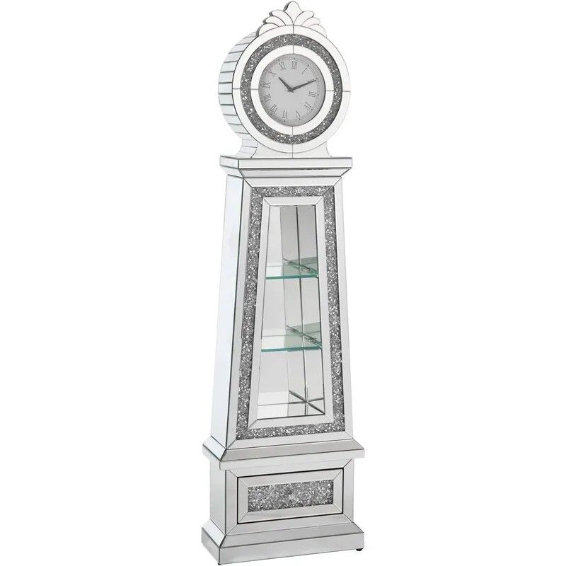 [PREORDER] Modern Crushed Diamond Mirrored Grandfather Floor Standing ...