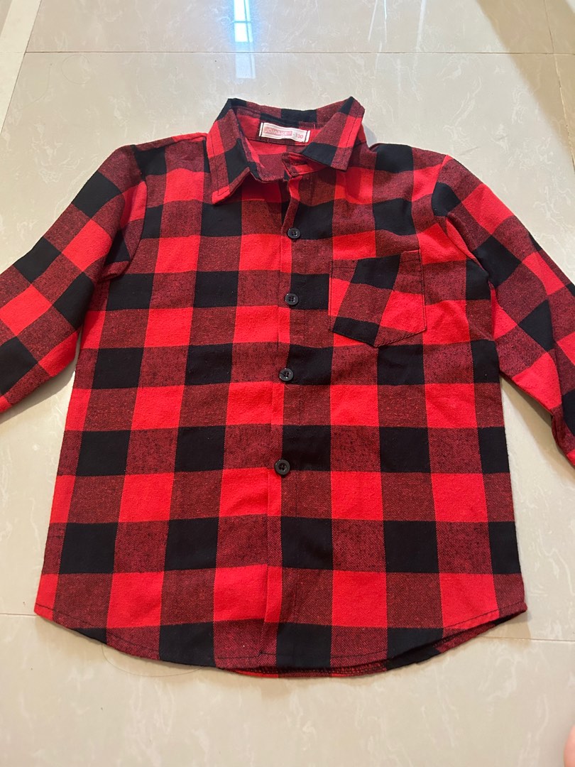 Red plaid polo shirt, Babies & Kids, Babies & Kids Fashion on Carousell