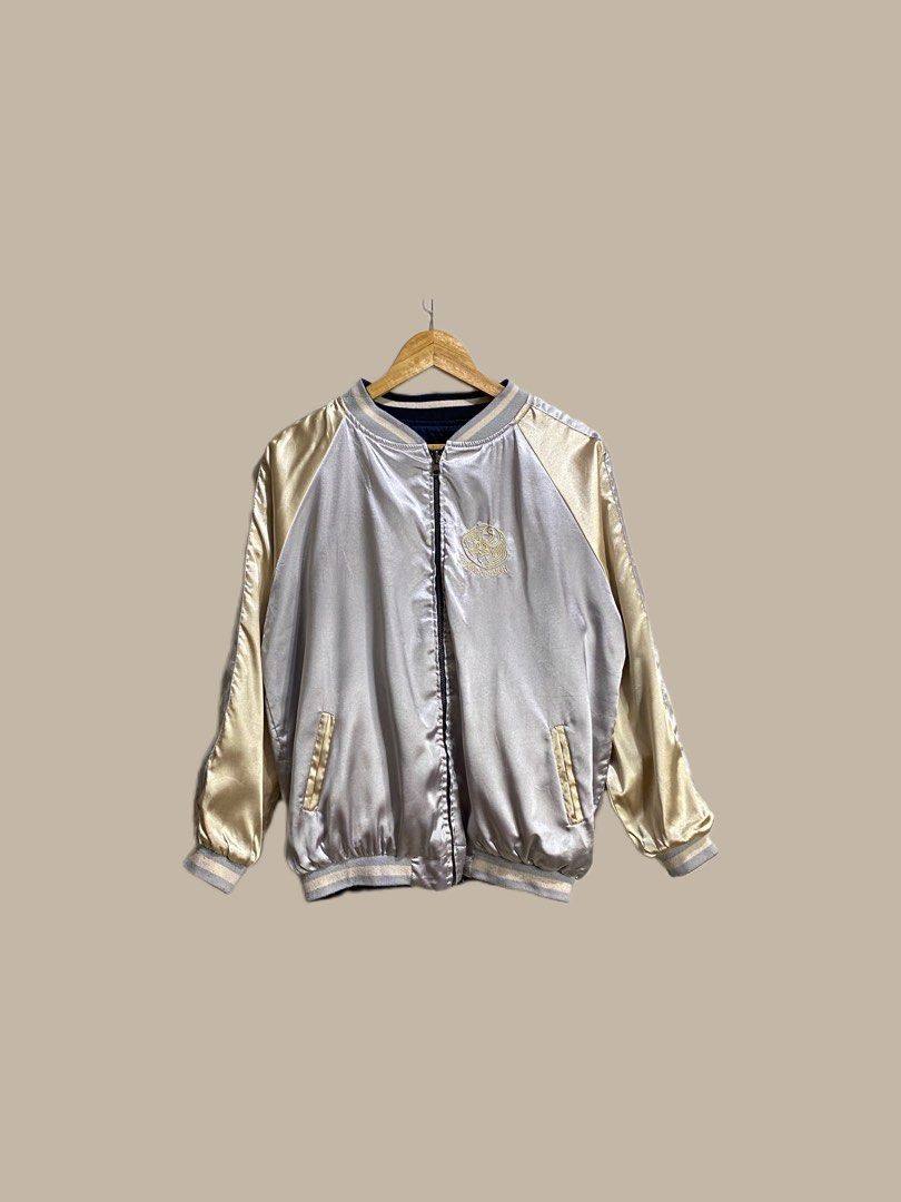Reversible Satin Bomber Jacket, Women's Fashion, Coats, Jackets and ...