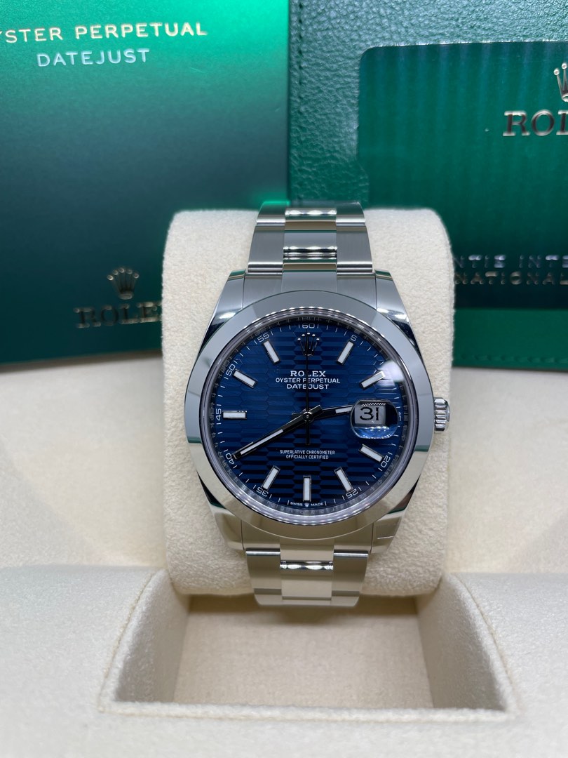 Rolex Datejust 41 126300 blue fluted motif, Luxury, Watches on Carousell