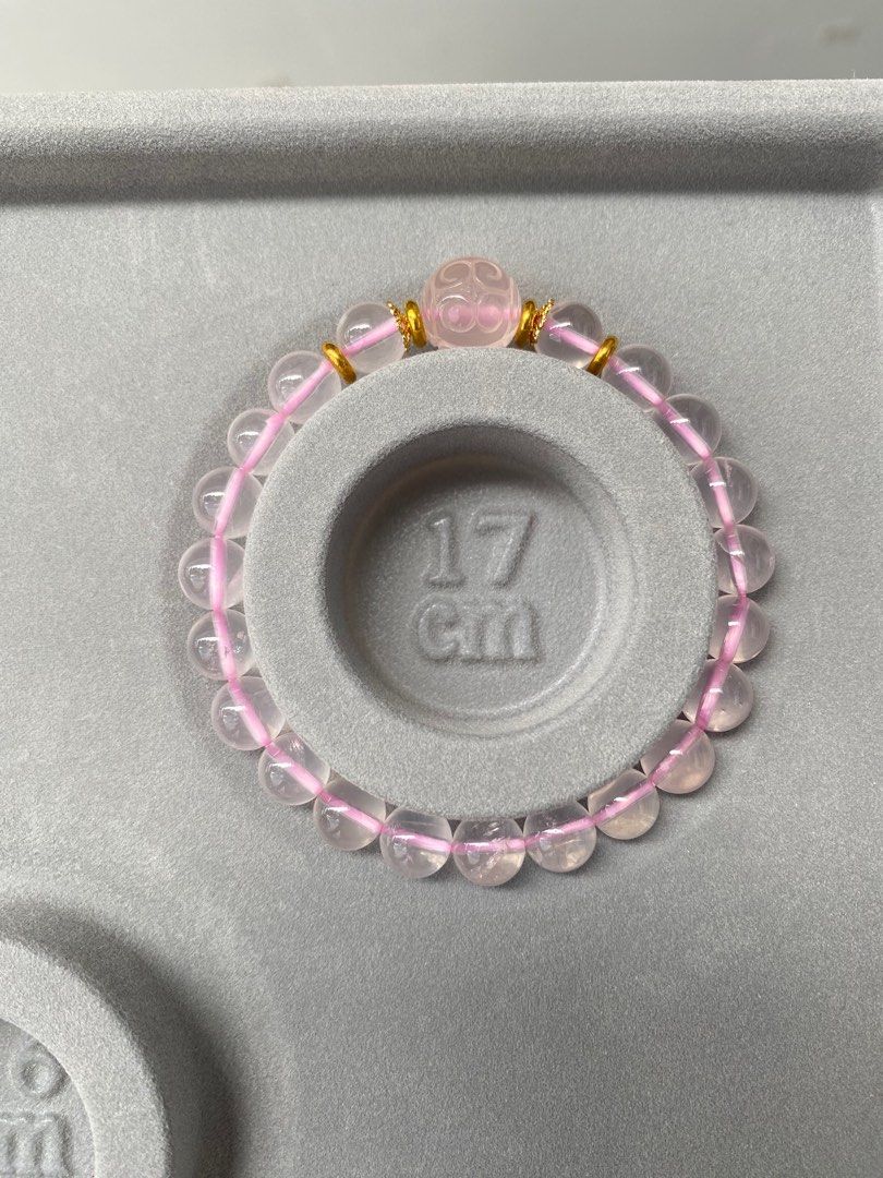 Rose Quartz with Lucky Turn Crystal Bracelet, Women's Fashion, Jewelry ...