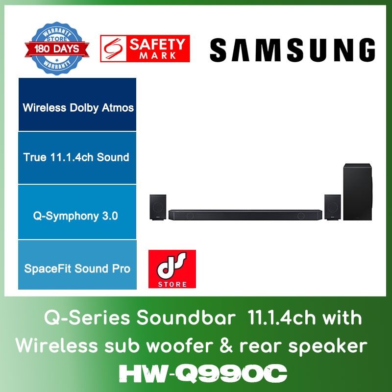 Samsung HW-Q990C Q-Series Soundbar 11.1.4ch with Wireless sub woofer ...