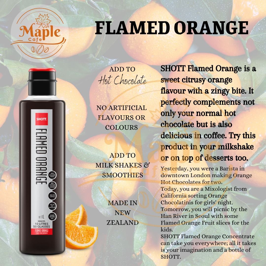 Shott Flamed Orange Syrup 1 Liter Beverages Flavoring, Food & Drinks ...