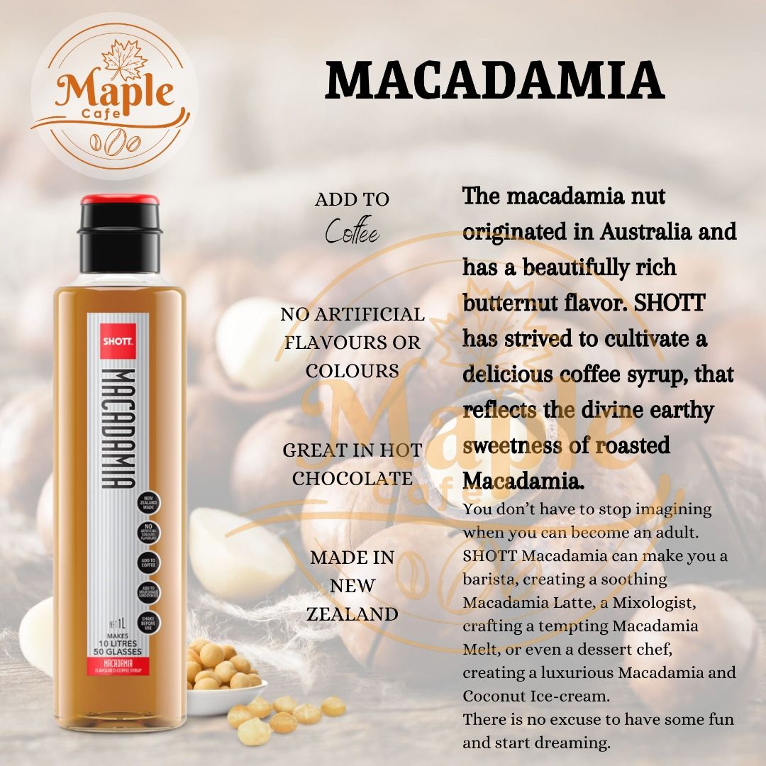 Shott Macadamia Syrup 1 Liter Beverages Flavoring, Food & Drinks ...