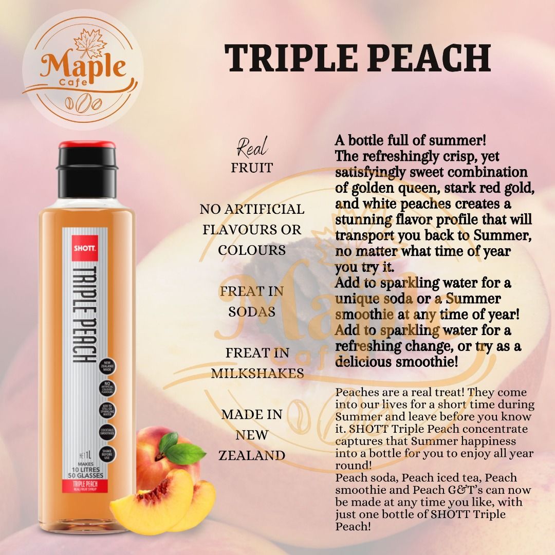 Shott Triple Peach Syrup 1 Liter Beverages Flavoring, Food & Drinks ...