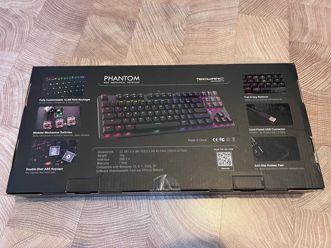 Tecware Phantom 87 RGB Mechanical Keyboard TKL Tenkeyless - 87 Key ...
