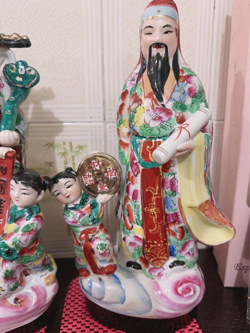 Vintage Chinese Fu Lu Shou Figurines, Furniture & Home Living, Home ...