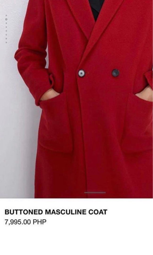 ZARA | Red Coat XS, Women's Fashion, Coats, Jackets and Outerwear on ...
