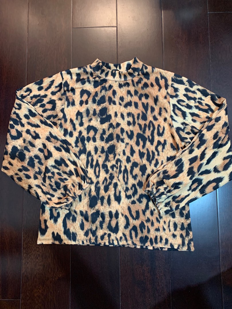 ZARA Women Leopard Puffy Long Sleeve Top, Women's Fashion, Tops ...