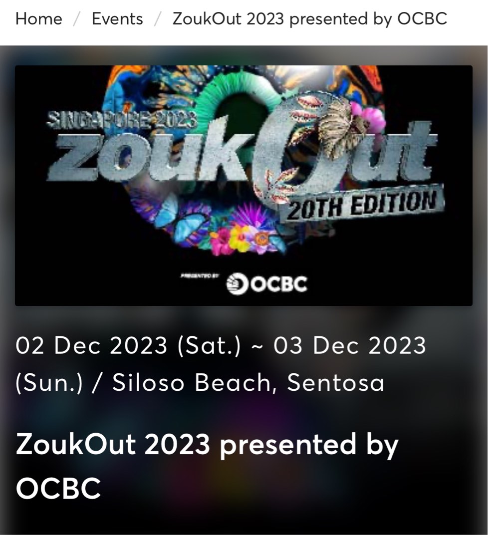 ZoukOut General Admission 2 DAYS, Tickets & Vouchers, Event Tickets on ...
