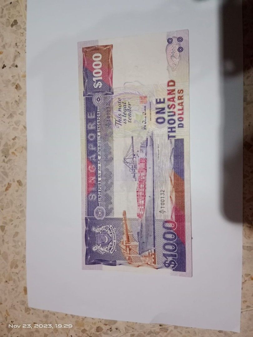 $1000 ship series Singapore old notes (2 notes), Hobbies & Toys ...