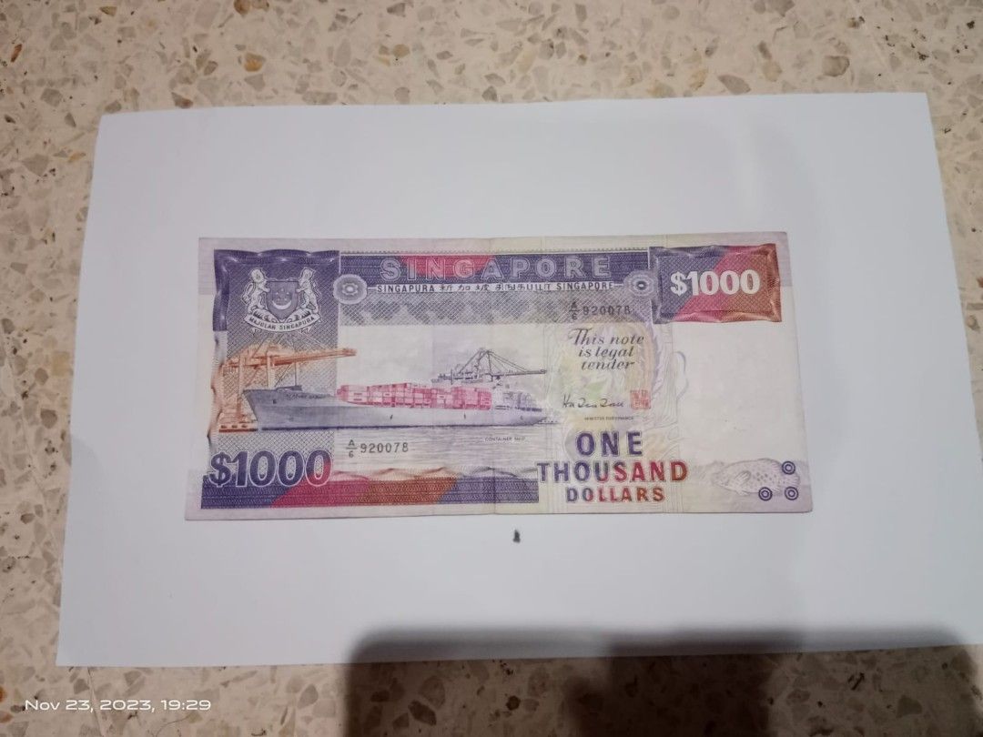$1000 ship series Singapore old notes (2 notes), Hobbies & Toys ...