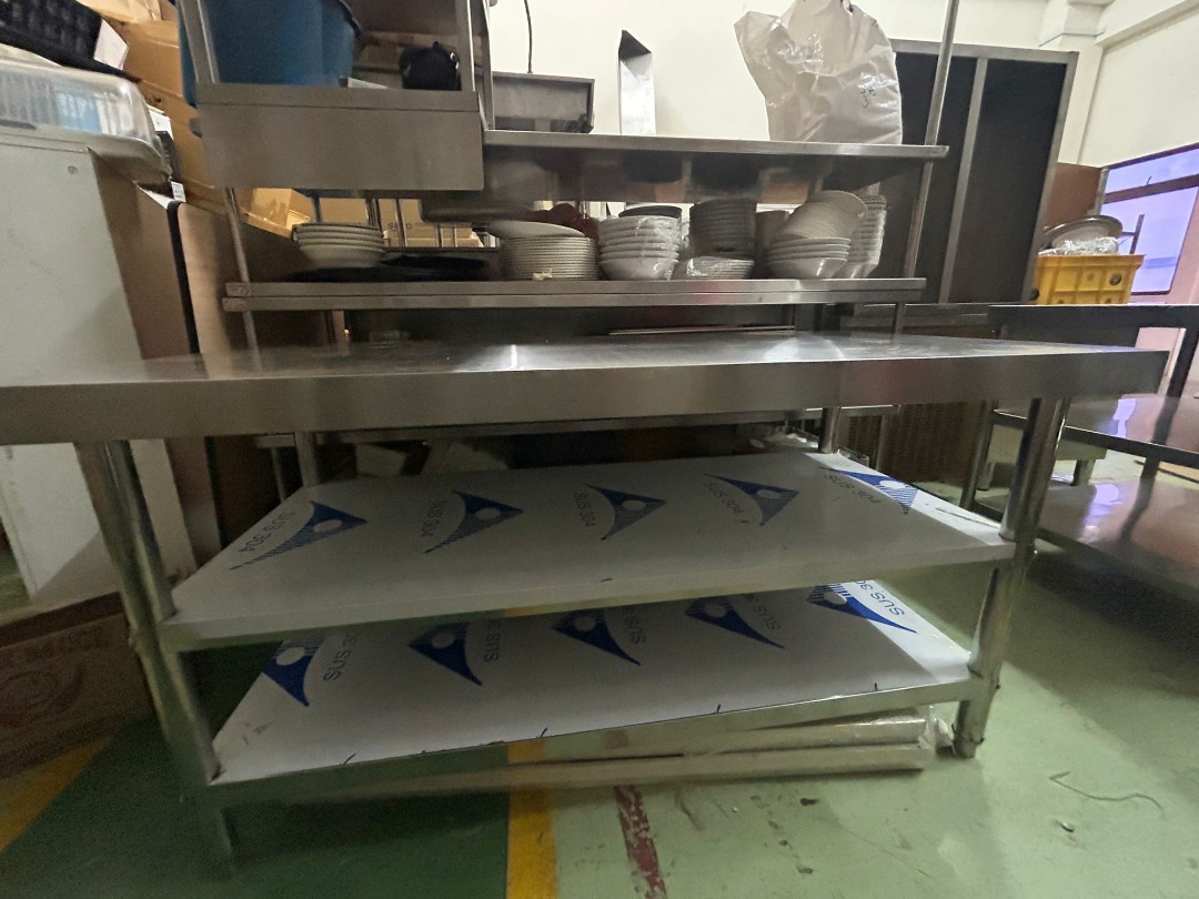 2-tier Stainless steel table, Furniture & Home Living, Furniture ...