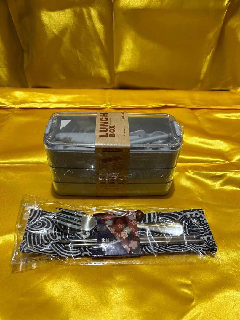 3 Layer Bento Box/Lunch Box Set with Free Spoon and Fork Set, Furniture ...