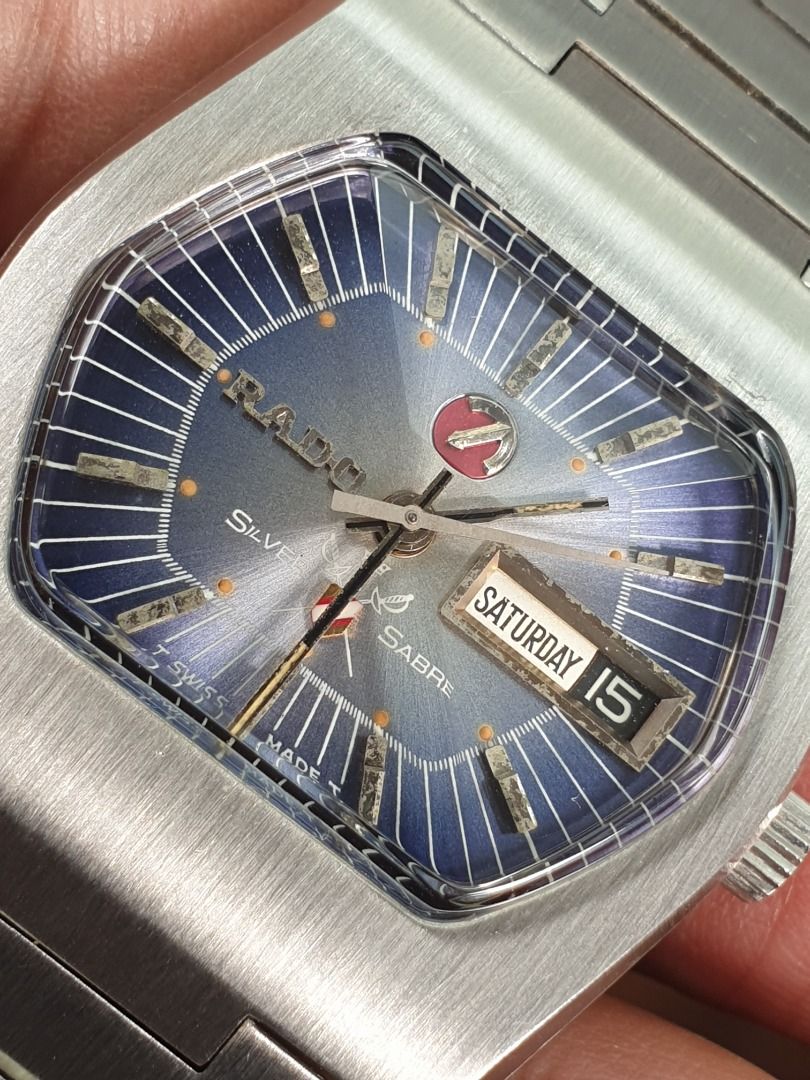 (A835) Vintage Swiss Rado Silver Sabre Watch, Men's Fashion, Watches ...