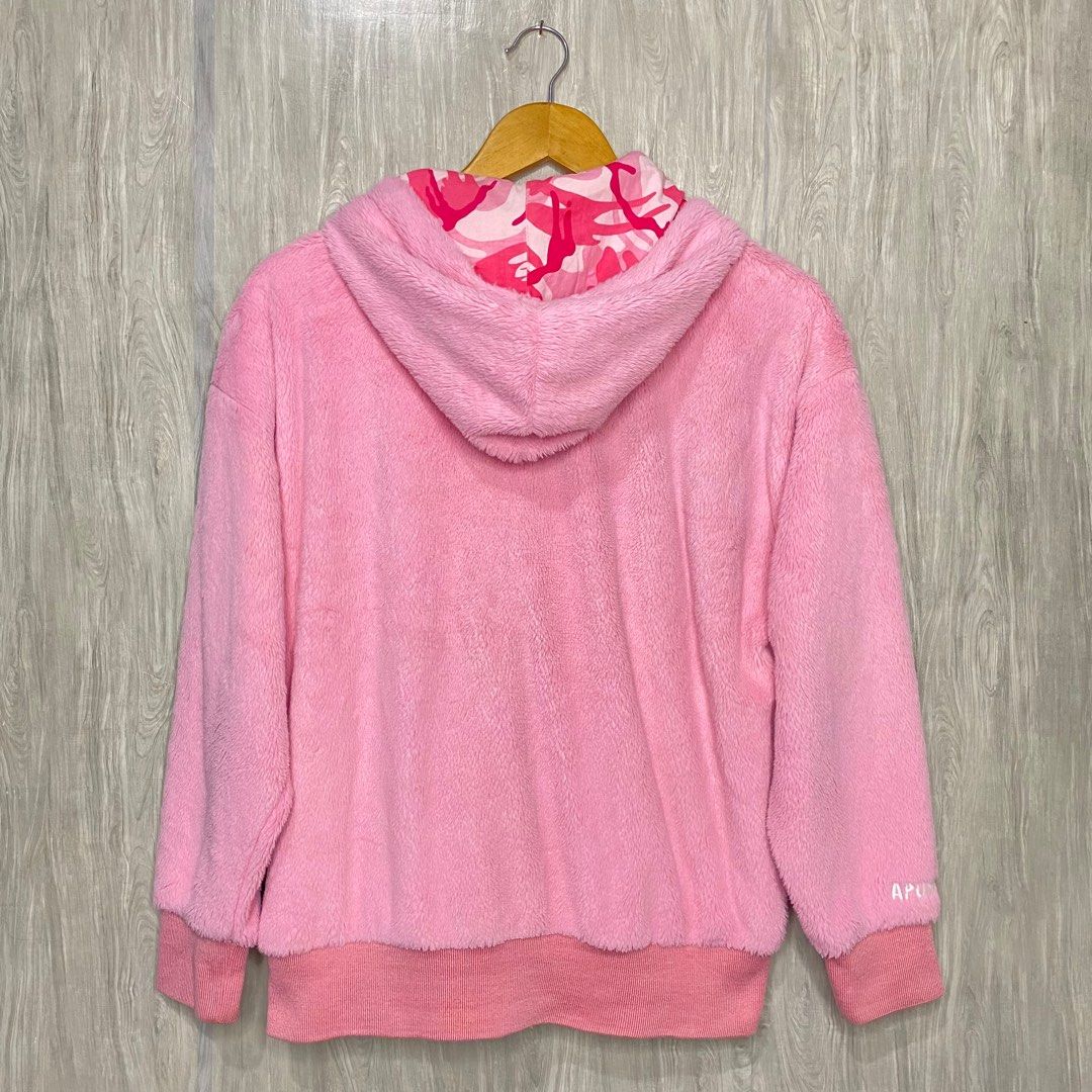 Aape by A Bathing Ape Plush Pink Jacket, Women's Fashion, Coats ...