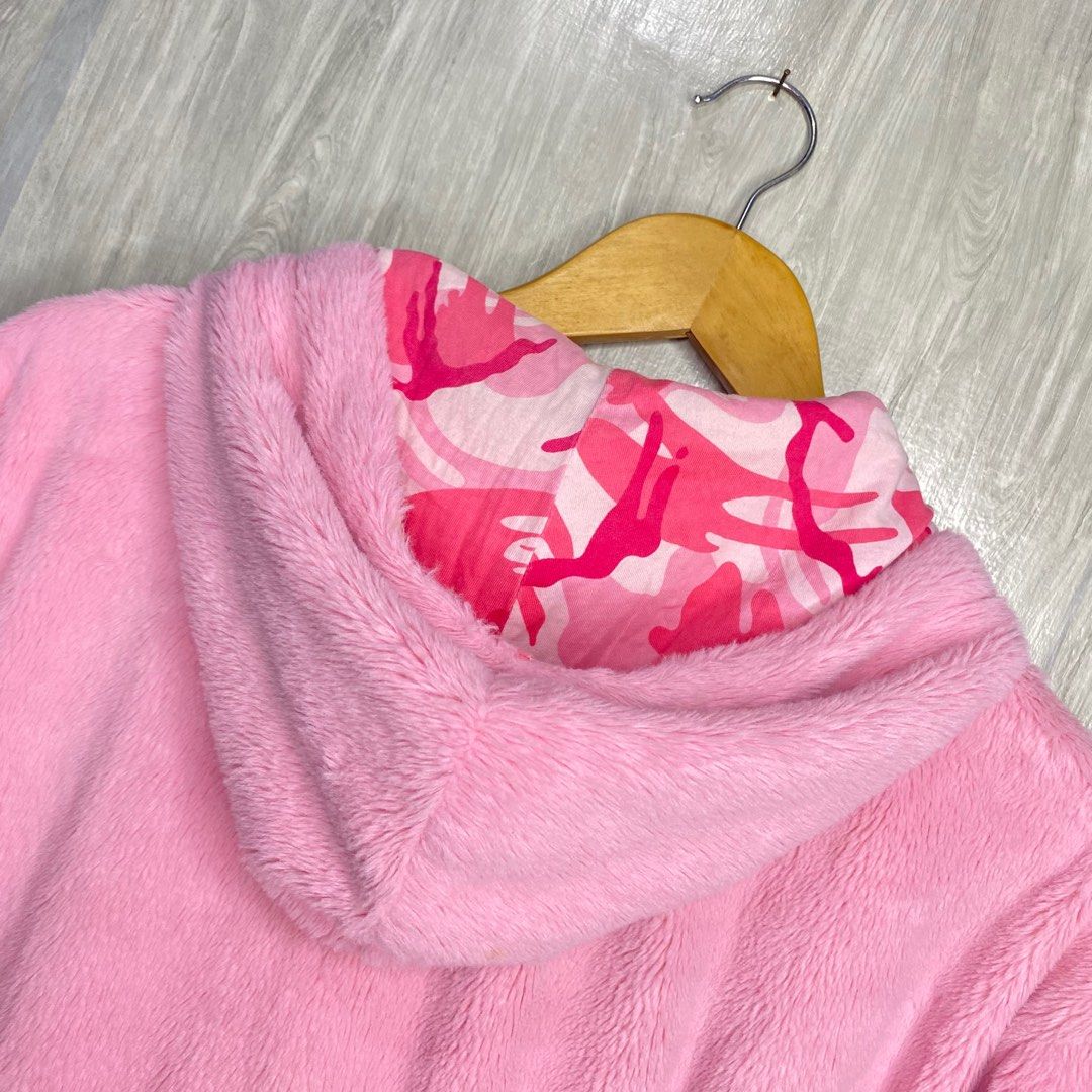 Aape by A Bathing Ape Plush Pink Jacket, Women's Fashion, Coats ...