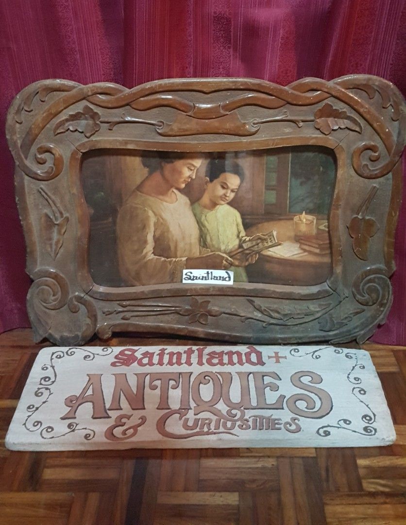 Antique 1920s Narra Wood Carved Art Nouveau Glass Frame Vintage ...