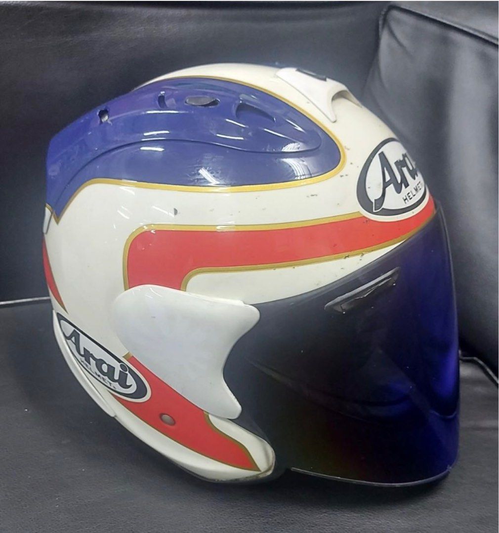 Arai ram 4 Spencer Rothman (blue fin) helmet, Motorcycles, Motorcycle ...