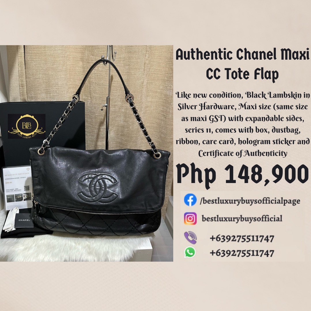 Authentic Chanel Maxi CC Tote Flap Shoulder Bag with Certificate of ...