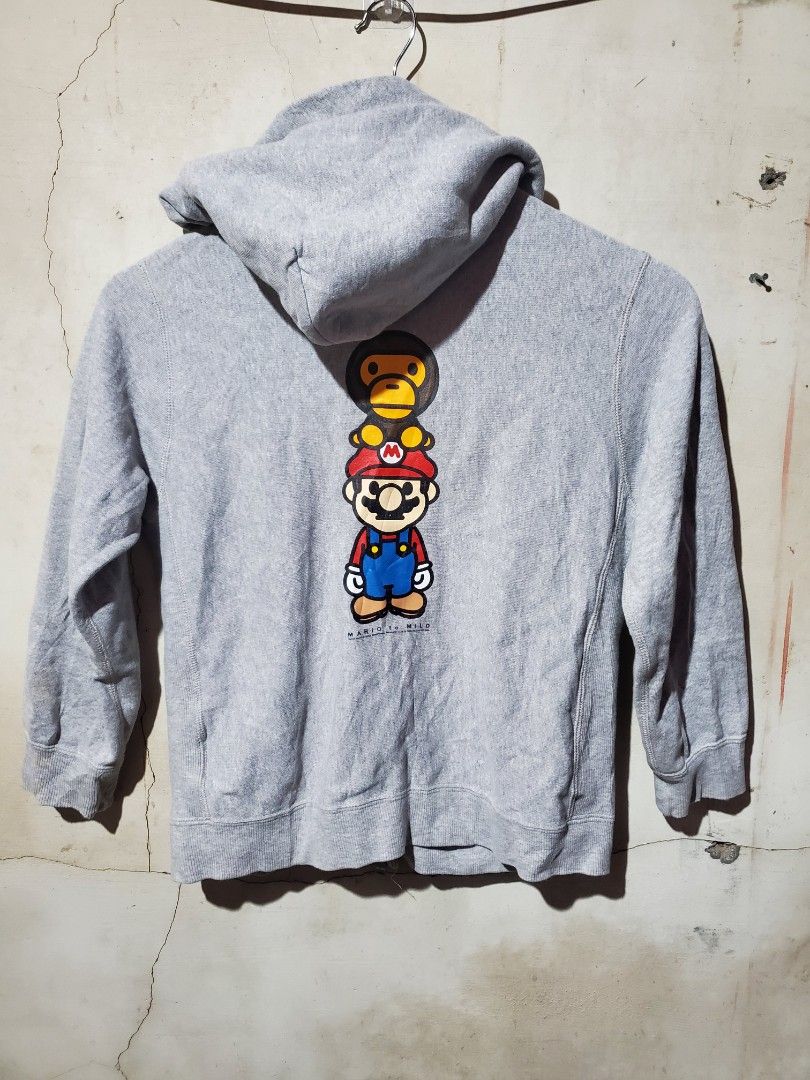 Bape x mario hoodie, Luxury, Apparel on Carousell