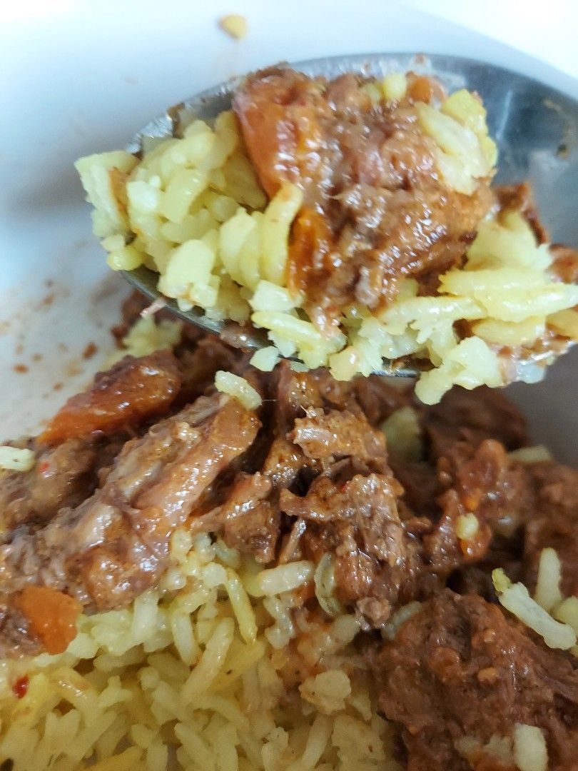 Slow-cooked Beef Rendang and yellow turmeric rice, Food & Drinks, Local ...