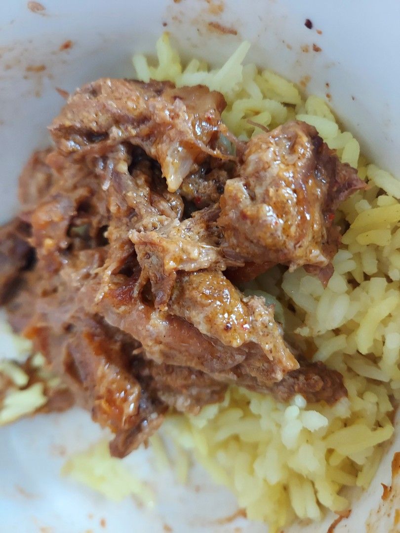 Slow-cooked Beef Rendang and yellow turmeric rice, Food & Drinks, Local ...