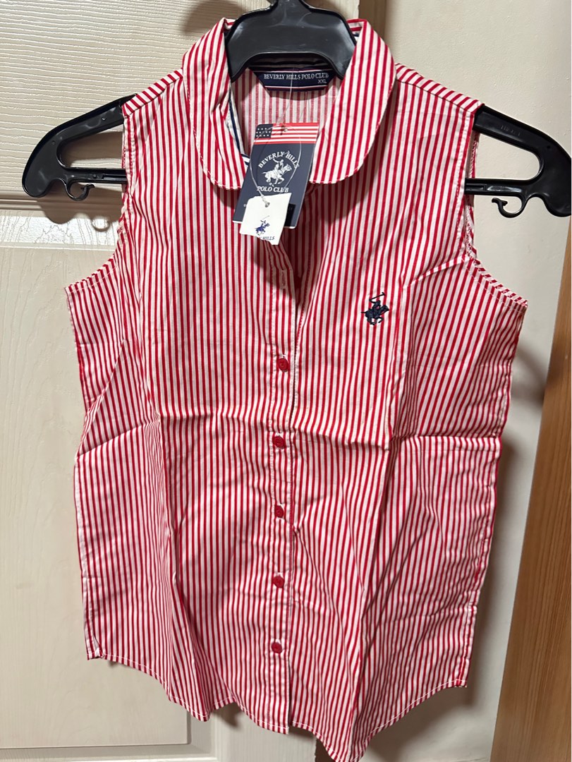 Beverly Hills Polo Club Red and White Stripes Sleeveless top for kids ...