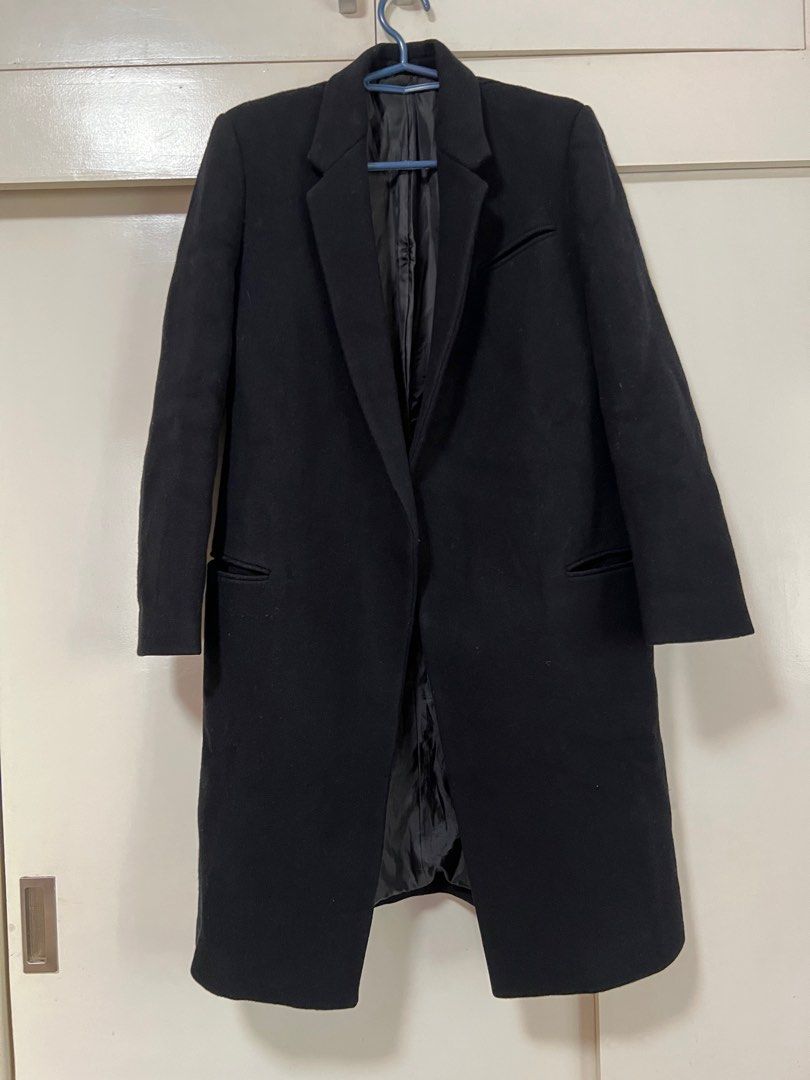 Black Sleek Long Coat, Women's Fashion, Coats, Jackets and Outerwear on ...