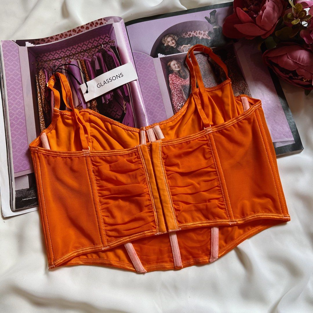 BNEW GLASSONS Orange Corset Bustier, Women's Fashion, Undergarments ...