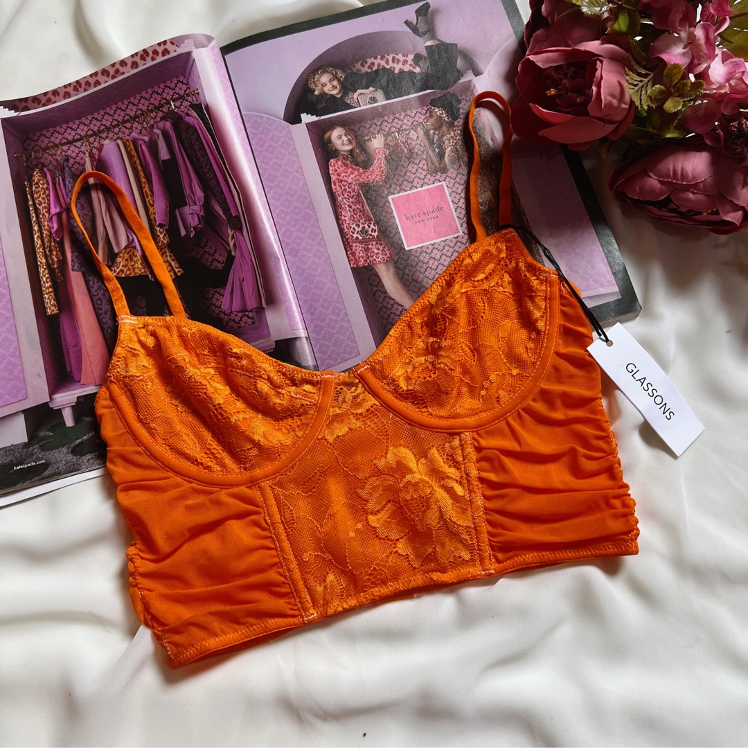 BNEW GLASSONS Orange Corset Bustier, Women's Fashion, Undergarments ...