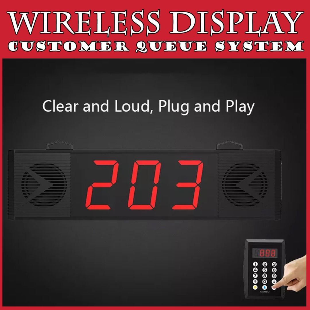 Brand New Wireless Queue Management System Long Type 3 Digit Digital Call System Buzzers Pagers ...