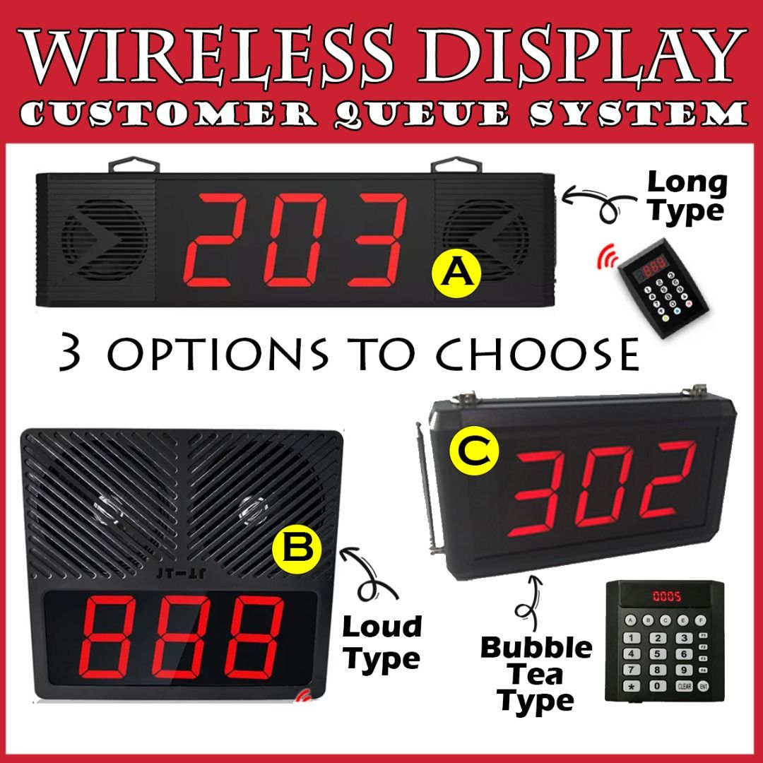 Brand New Wireless Queue Management System | 3 options to choose from | 3 Digit Digital Call ...